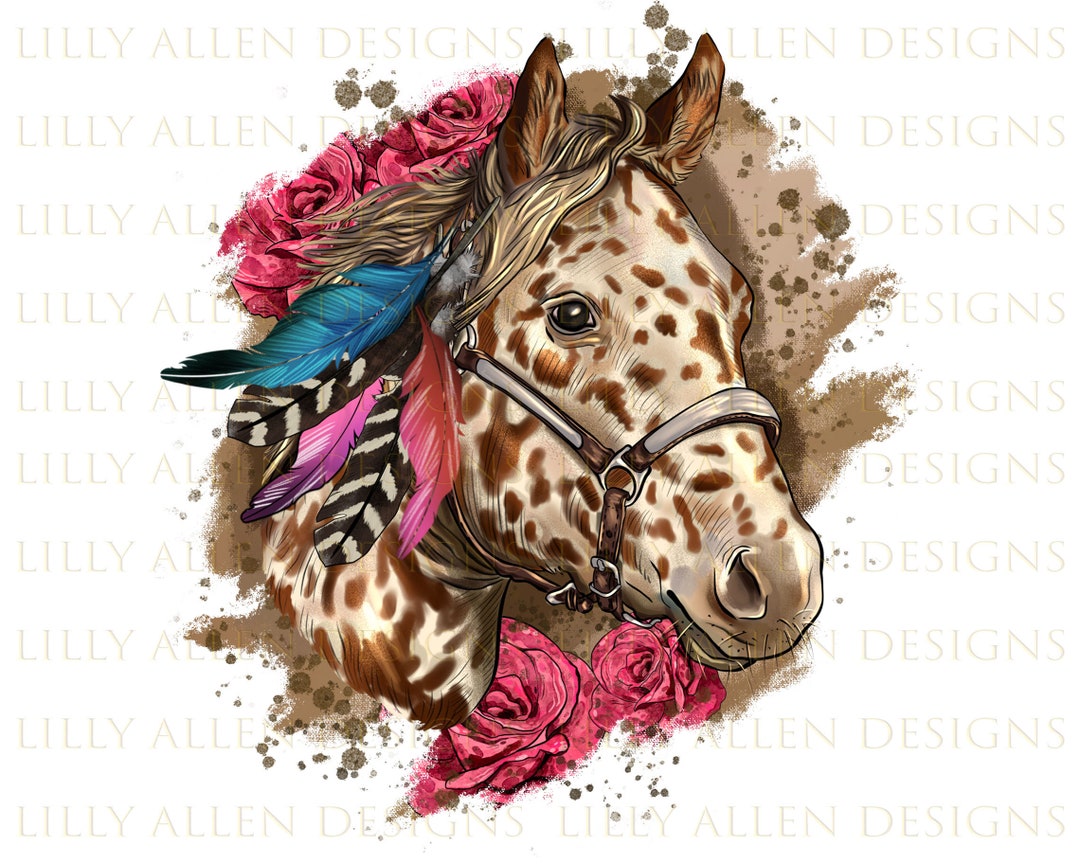 Floral Appaloosa With Feathers Png, Horse Png, Horse Sublimation Design ...