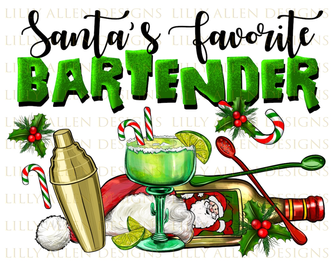 Santa's Favorite Bartender Png Sublimation Design, Christmas Png ...