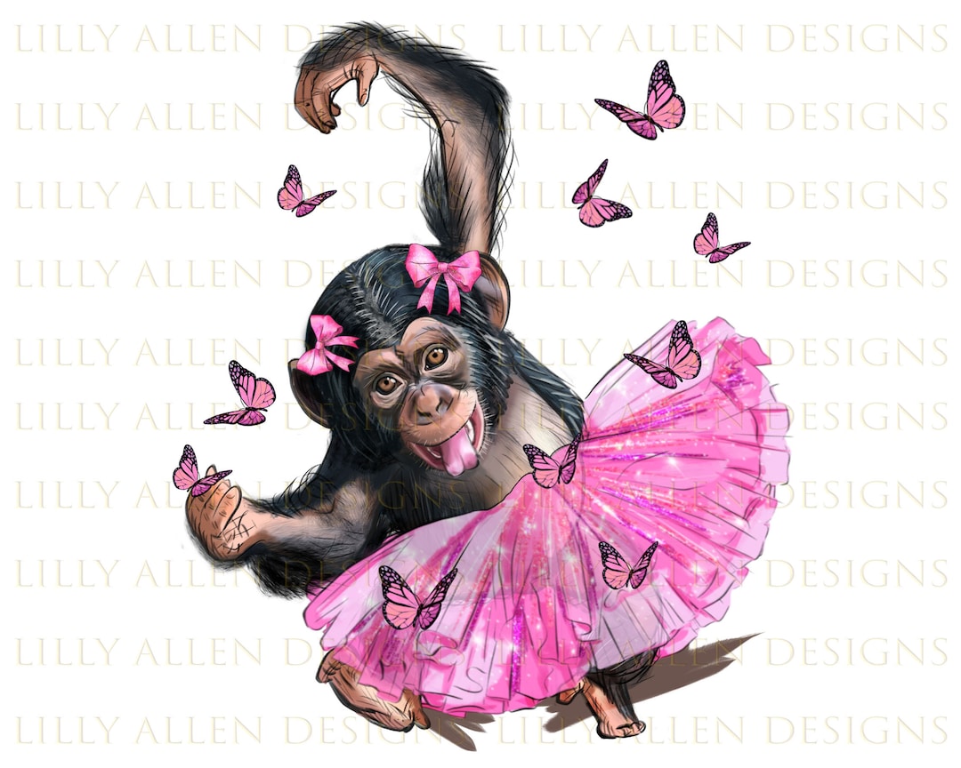 Baby Chimpanzee With Tutu Png Sublimation Design, Ballerina Monkey Png ...