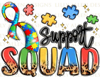 Support Squad Png Sublimation Design Download, Autism Awareness Png ...
