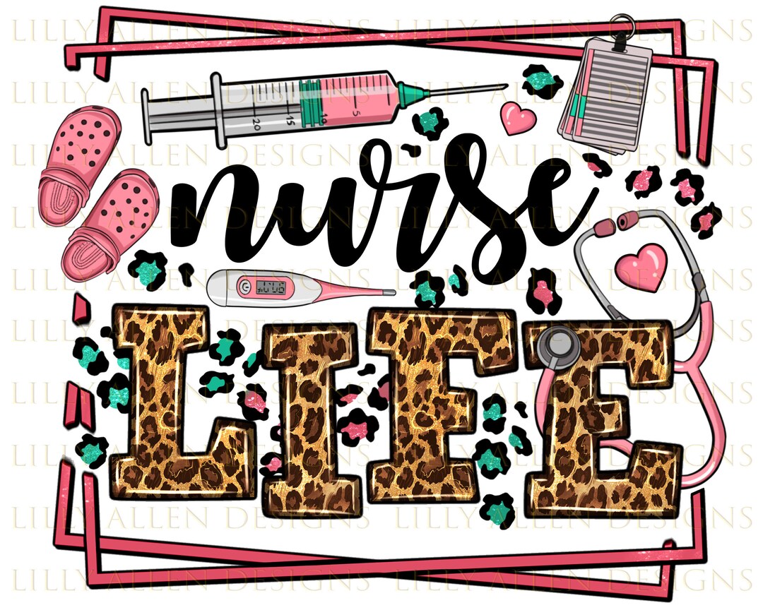 Nurse Life Leopard Frame Png Sublimation Design Download, Western Nurse ...