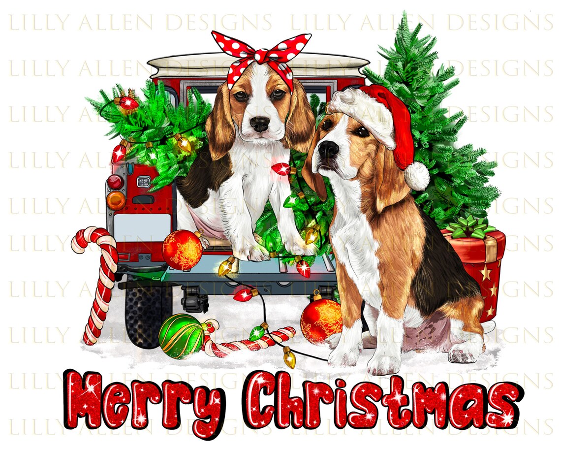 Merry Christmas Beagle Dogs Png Sublimation Designchristmas - Etsy