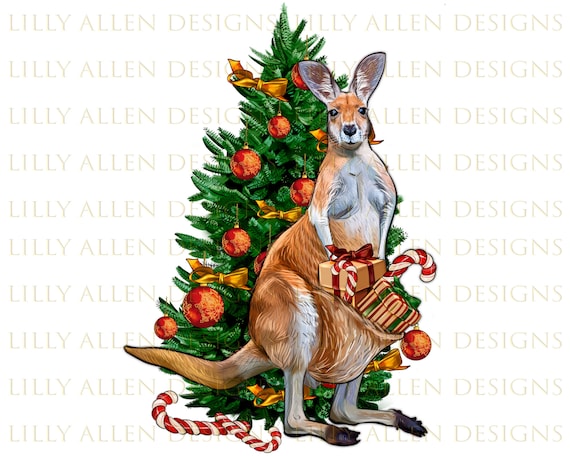 Christmas Kangaroo With Christmas Tree Png Sublimation Design - Etsy ...