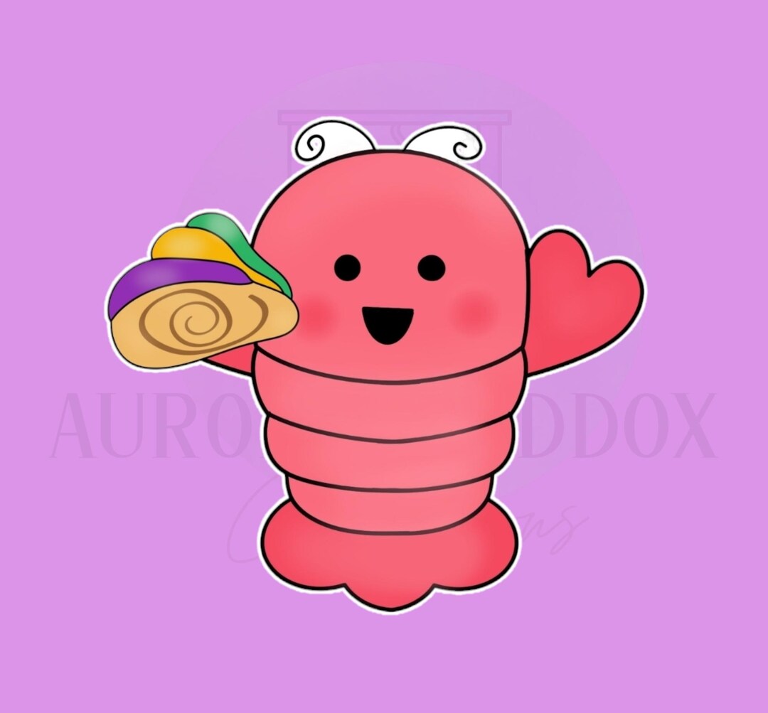Crawfish With Kingcake Slice | Cookie Cutter - Etsy