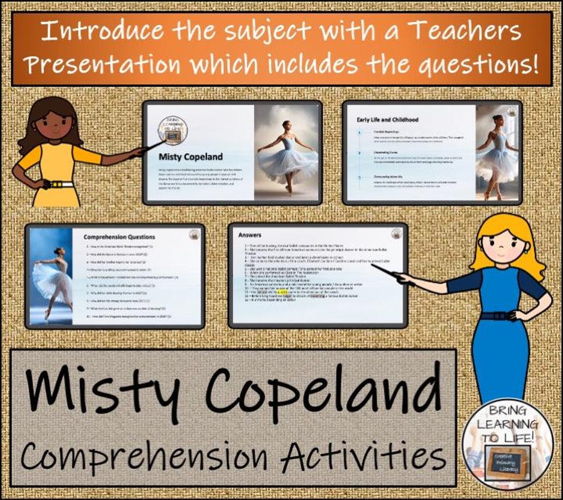 Misty Copeland Close Reading Comprehension Activities | 5th Grade & 6th ...