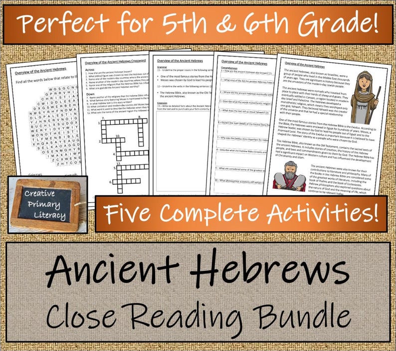 Ancient Hebrews Close Reading Comprehension Book | 5th Grade & 6th ...