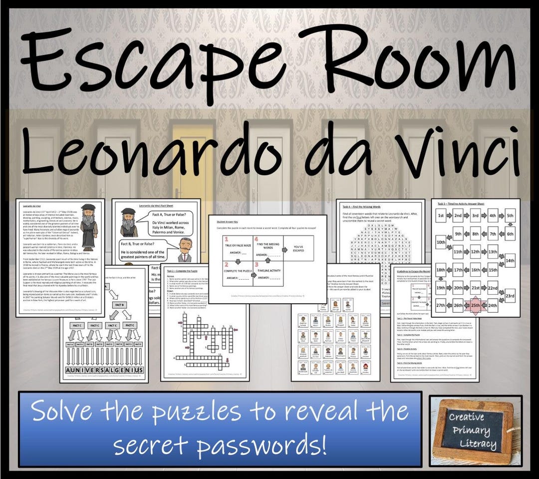 Leonardo Da Vinci Escape Room Activity - Etsy