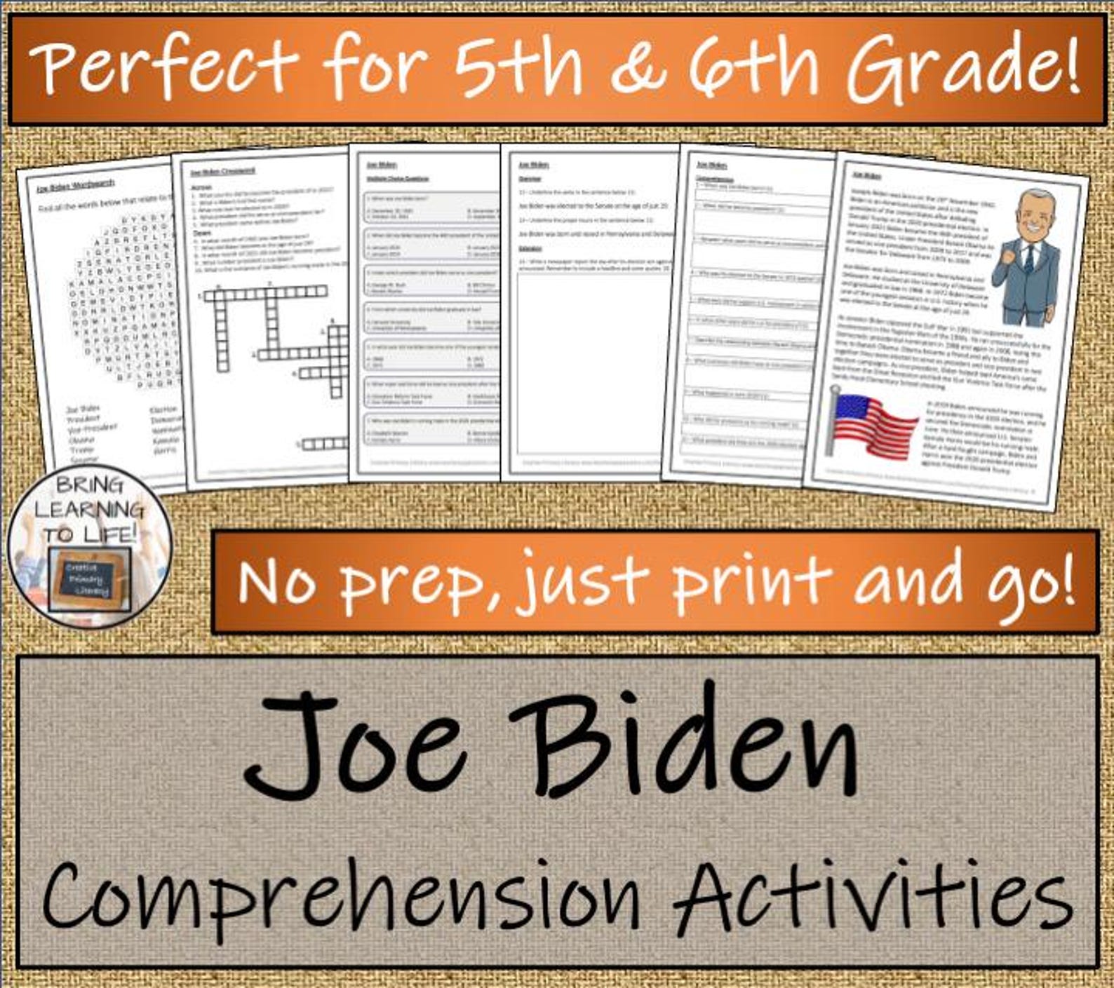 Joe Biden Close Reading Comprehension Activities 5th Grade & 6th Grade ...