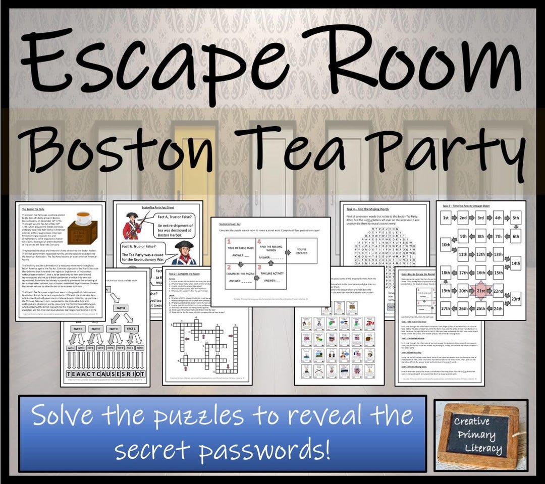 Boston Tea Party Escape Room Activity - Etsy