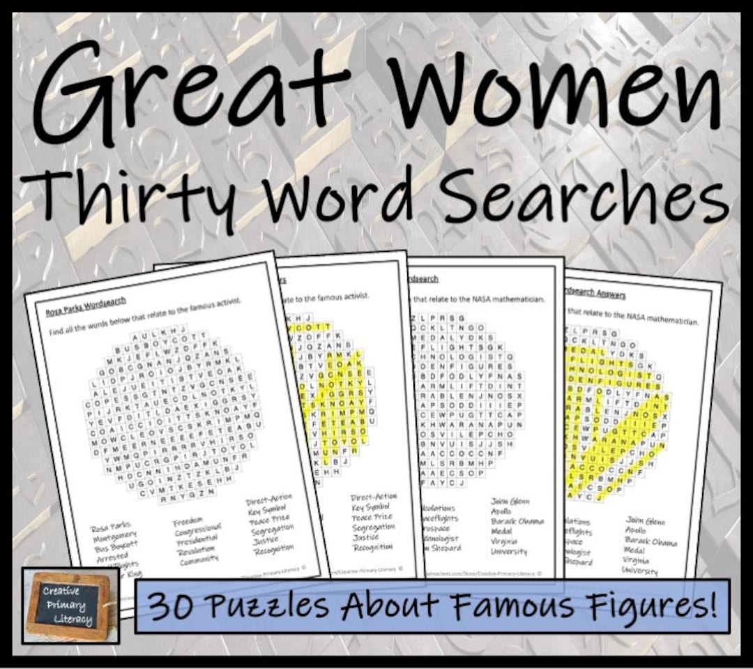 Women's History Word Search Puzzle Collection - Etsy