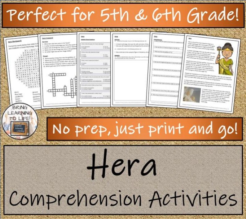 Hera Close Reading Comprehension Activities | 5th Grade & 6th Grade - Etsy