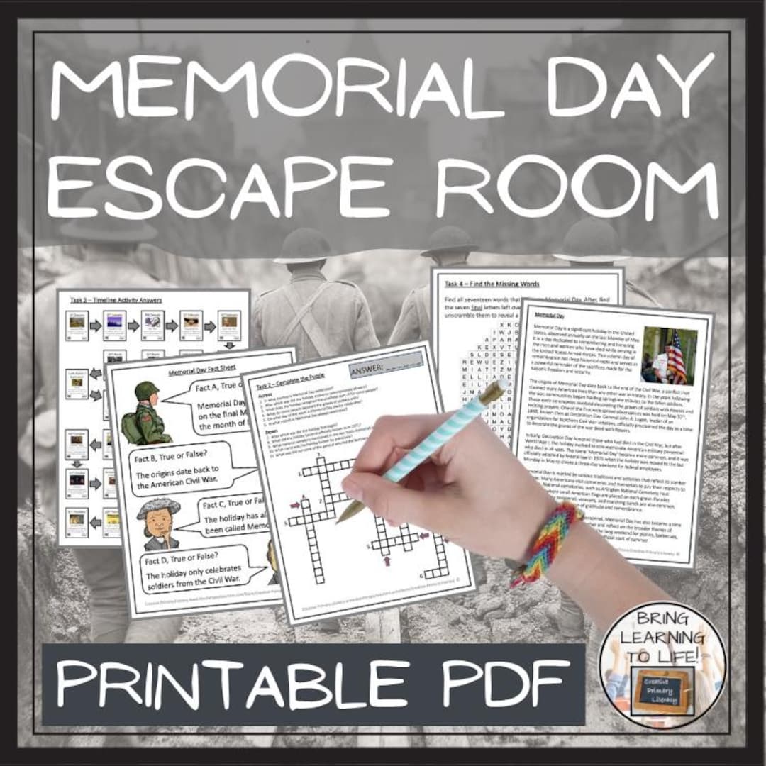 Memorial Day Escape Room Activity - Etsy