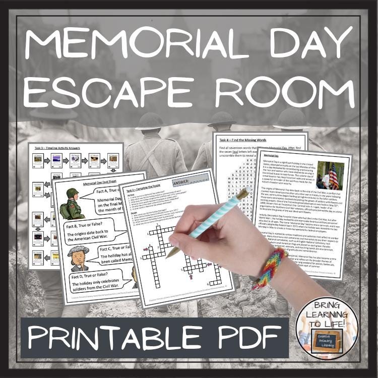 Memorial Day Escape Room Activity - Etsy