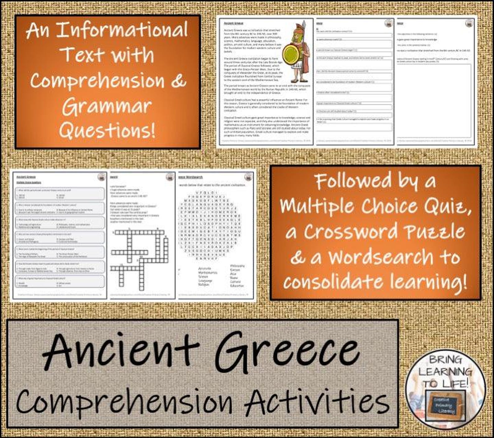 Ancient Greece Close Reading Comprehension Activities | 5th Grade & 6th ...