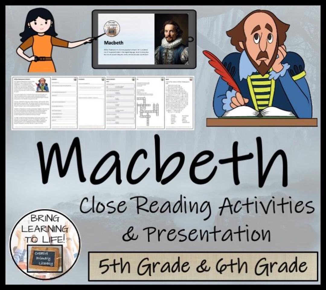 Macbeth Close Reading Comprehension Activities 5th Grade & 6th Grade - Etsy