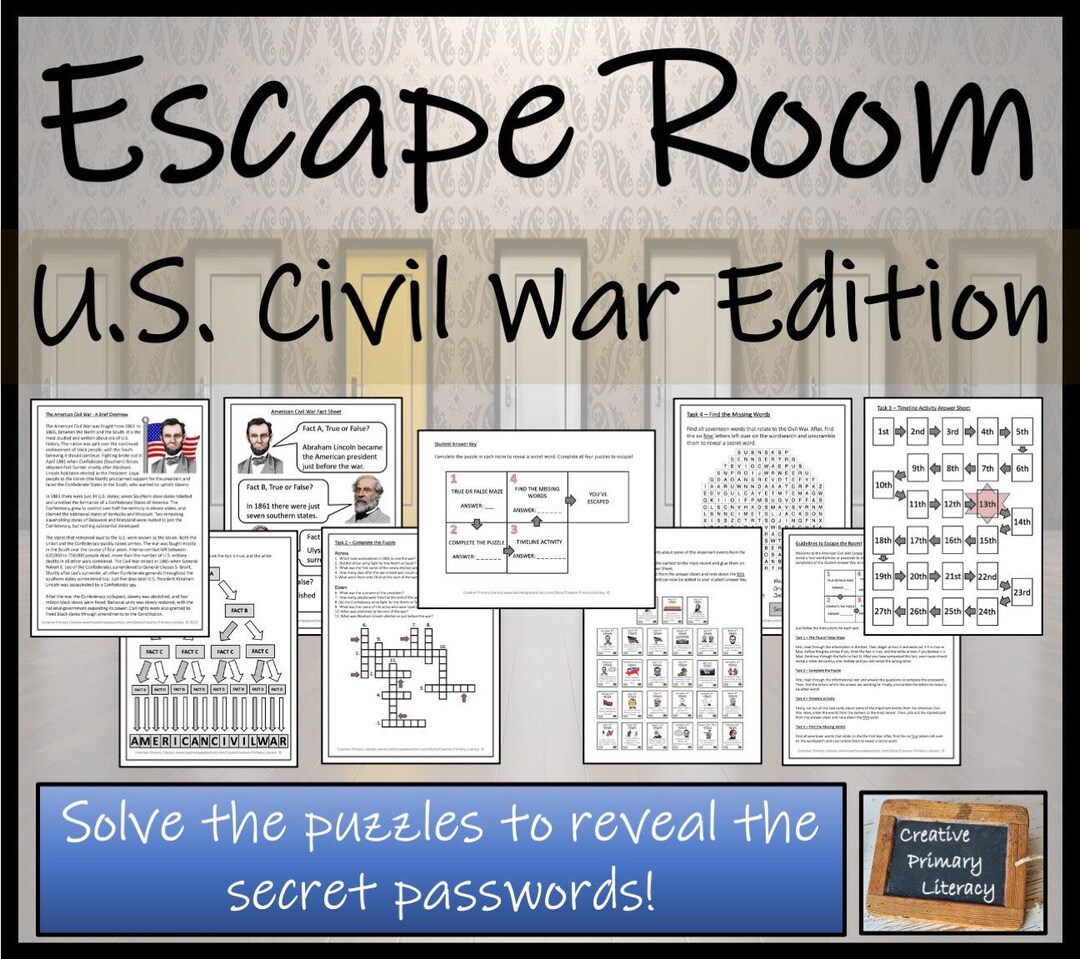 American Civil War Escape Room Activity - Etsy