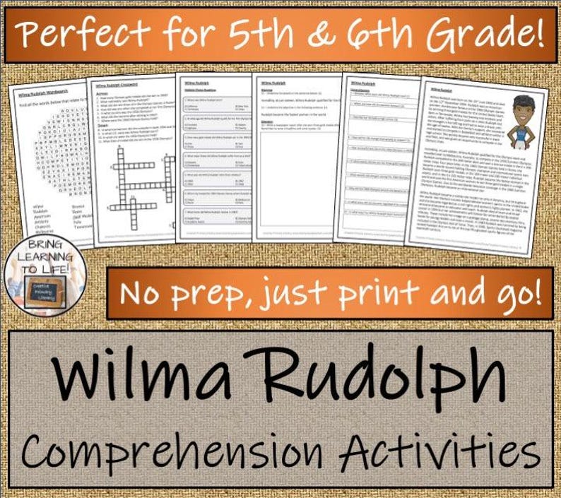 Wilma Rudolph Close Reading Comprehension Activities | 5th Grade & 6th ...