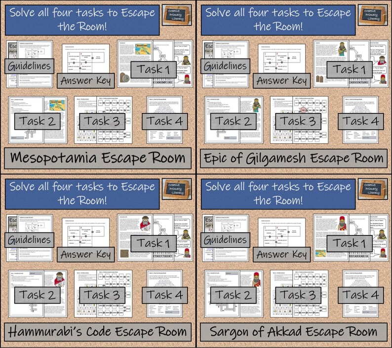 Ancient Mesopotamia Escape Room Activity Bundle 5th Grade & 6th Grade ...