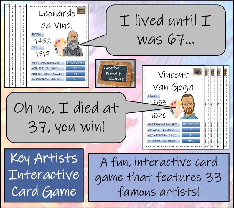 Famous Artists Trading Cards Game - Etsy