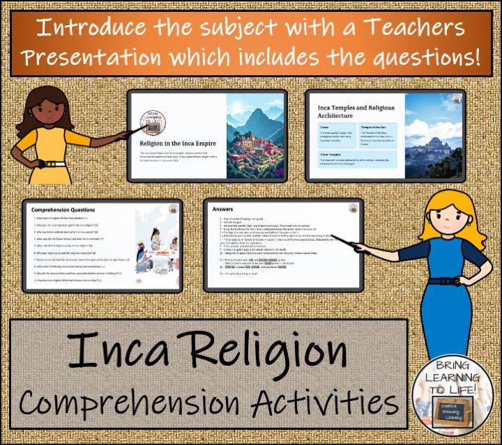 Religion of Inca Empire Reading Comprehension Activities | 5th & 6th ...