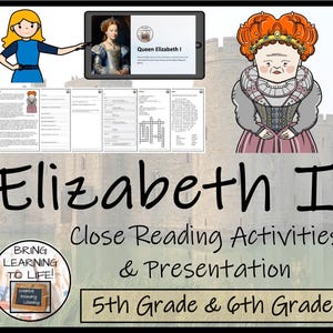 Queen Elizabeth I Close Reading Comprehension Activities | 5th Grade ...
