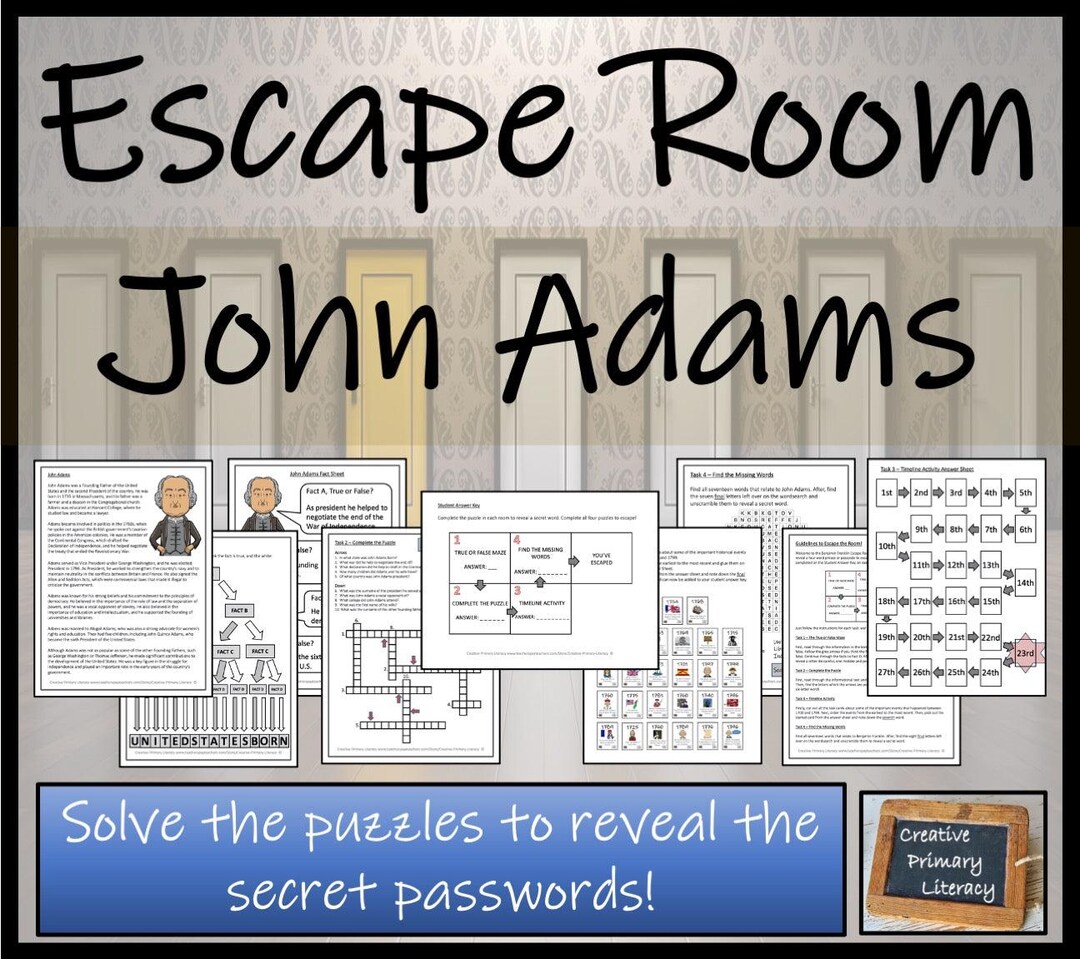 John Adams Escape Room Activity - Etsy