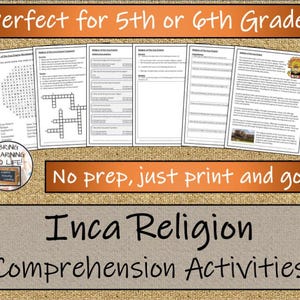 Religion of Inca Empire Reading Comprehension Activities | 5th & 6th ...