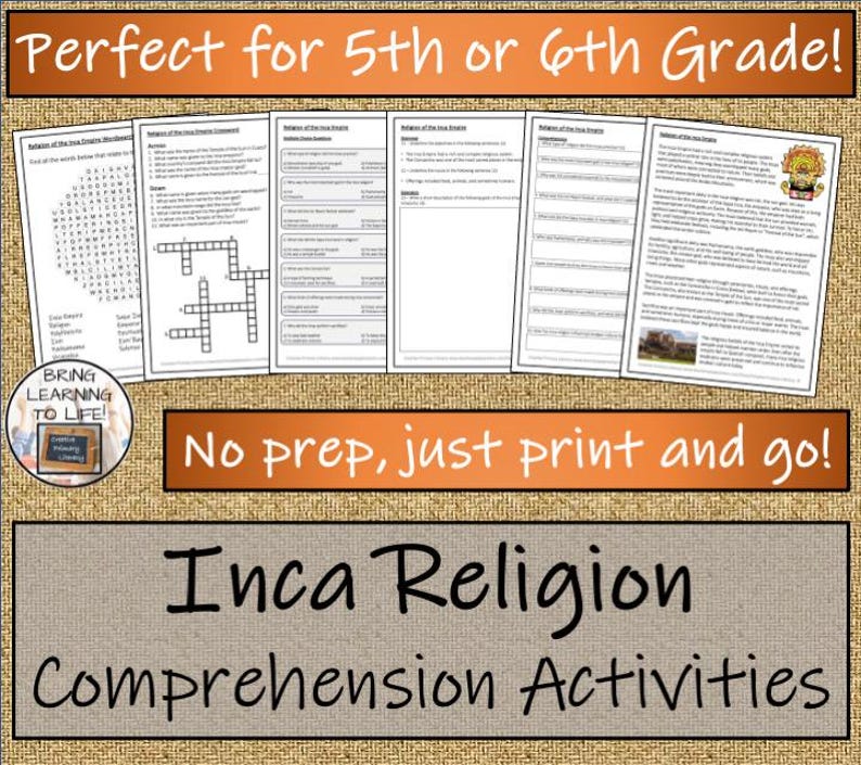 Religion of Inca Empire Reading Comprehension Activities | 5th & 6th ...