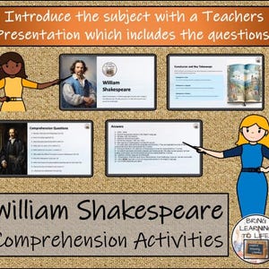William Shakespeare Close Reading Comprehension Activities 5th Grade ...