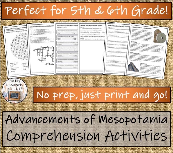 Key Advancements of Ancient Mesopotamia Close Reading Comprehension ...