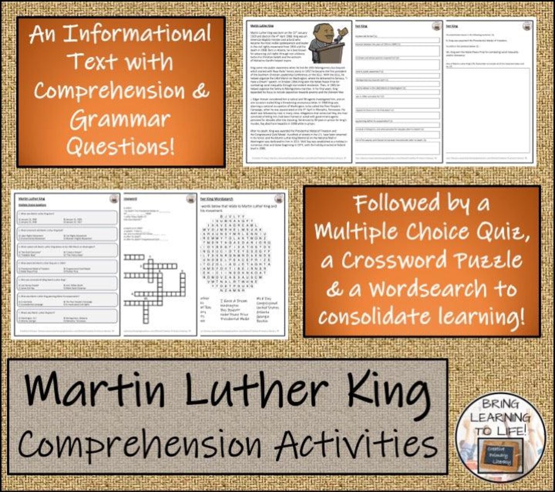 Martin Luther King Close Reading Comprehension Activities | 5th Grade ...