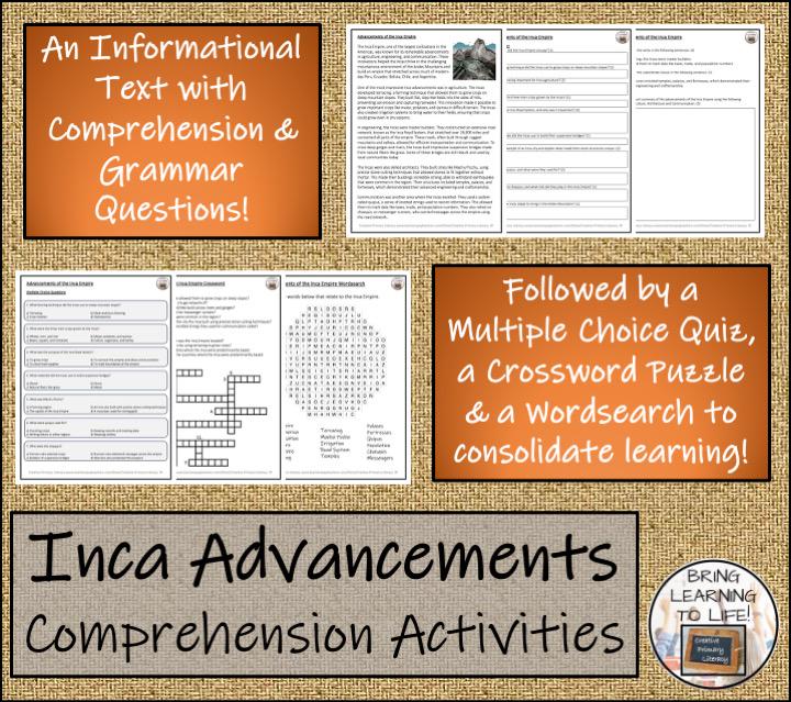 Advancements of Inca Empire Reading Comprehension Activities | 5th ...