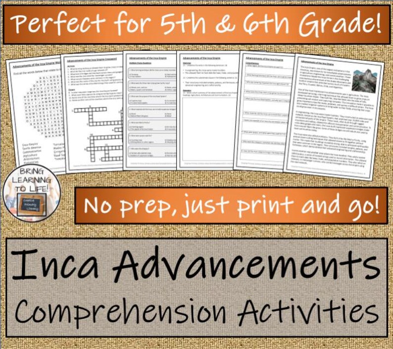Advancements of Inca Empire Reading Comprehension Activities | 5th ...
