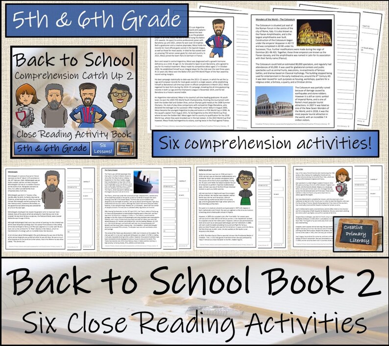 Back to School 2 Comprehension Catch up Close Reading Book | 5th & 6th ...