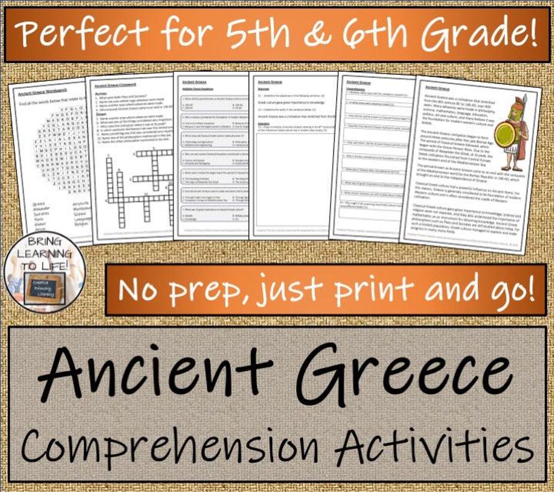 Ancient Greece Close Reading Comprehension Activities | 5th Grade & 6th ...