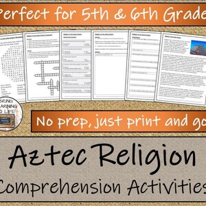 Religion in the Aztec Empire Close Reading Comprehension 5th & 6th ...