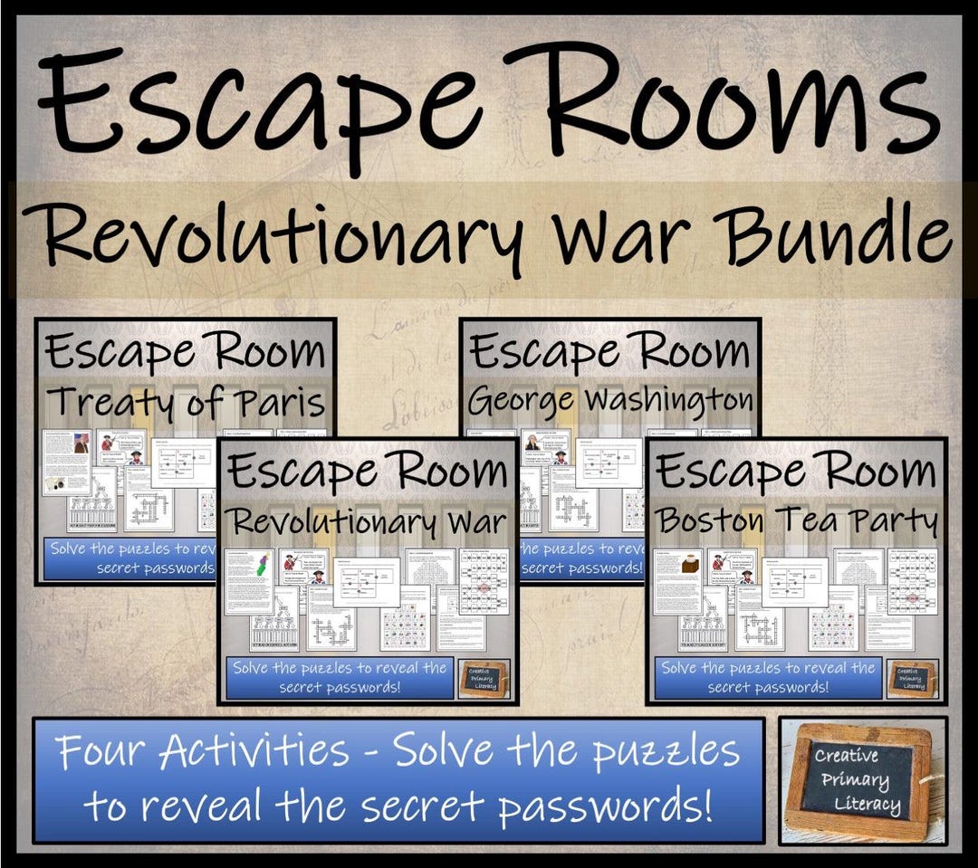 American Revolutionary War Escape Room Activity Bundle | 5th Grade ...