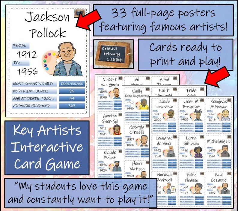 Famous Artists Trading Cards Game - Etsy