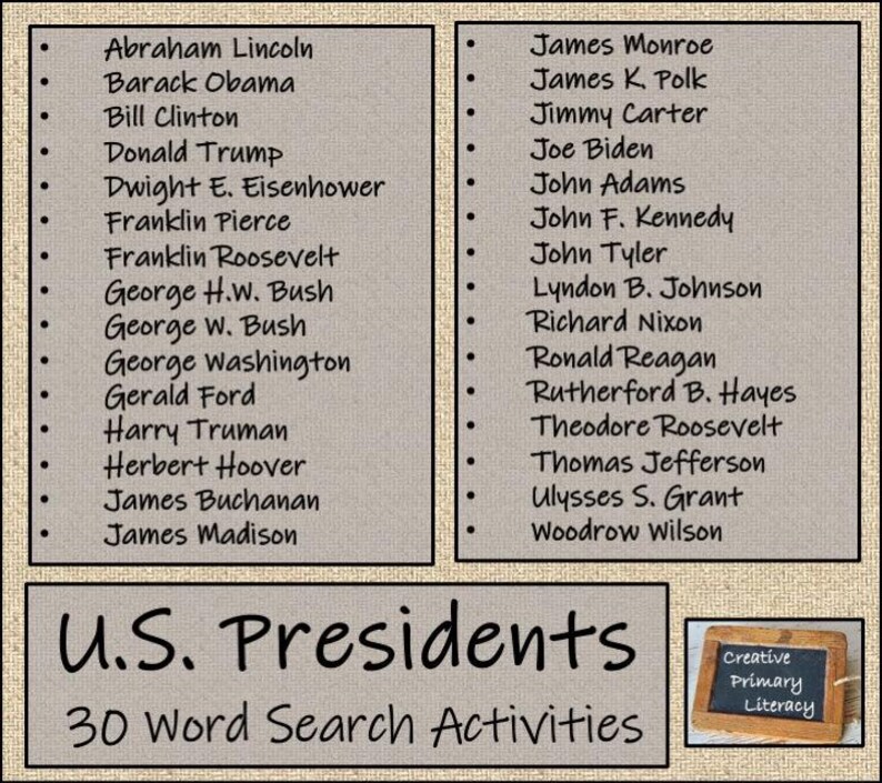 U.S. Presidents Word Search Puzzle Collection - Etsy