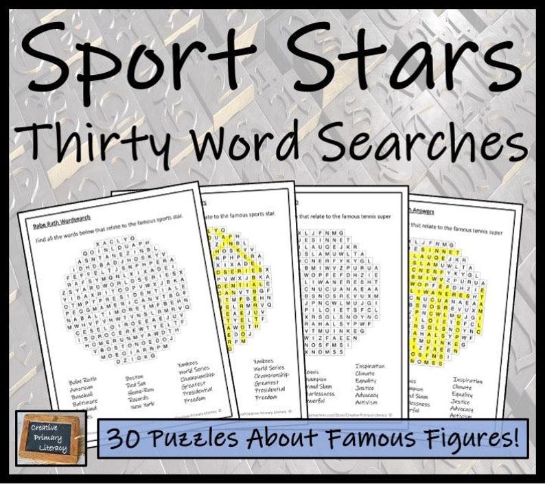 Sport Stars Word Search Puzzle Collection - Etsy