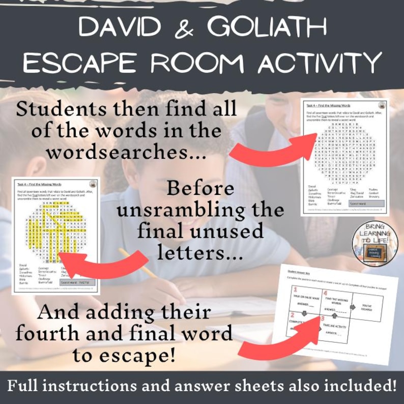 David and Goliath Story Escape Room Activity - Etsy