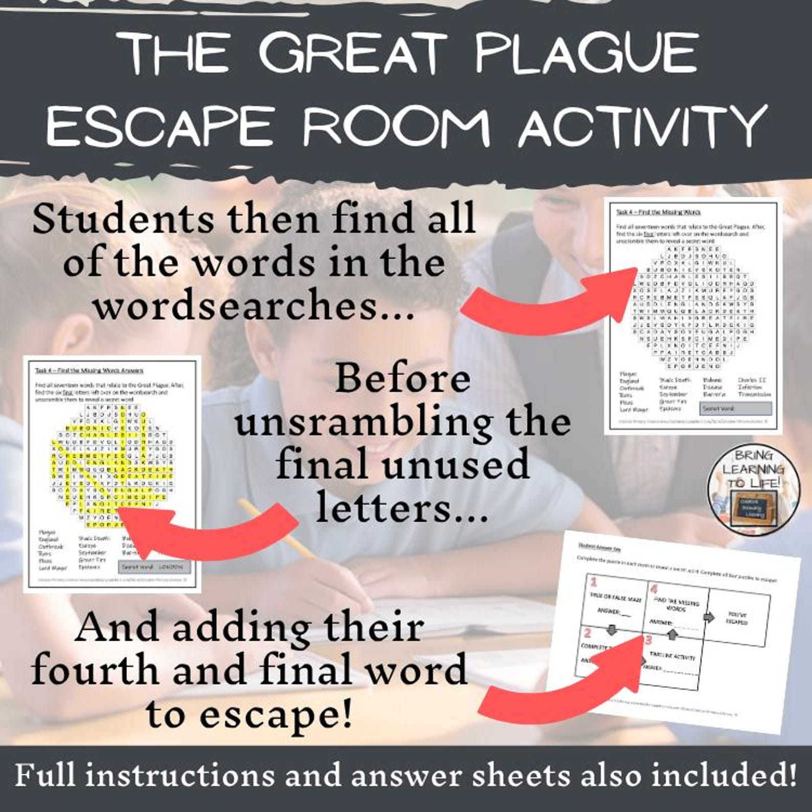 The Great Plague Escape Room Activity - Etsy