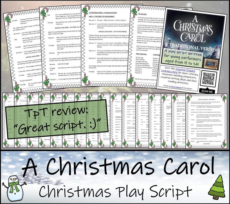 A Christmas Carol - A Traditional Version Play Script - Etsy