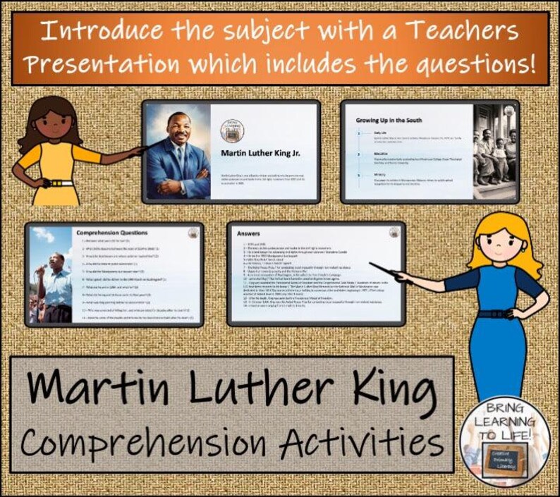 Martin Luther King Close Reading Comprehension Activities 5th Grade ...