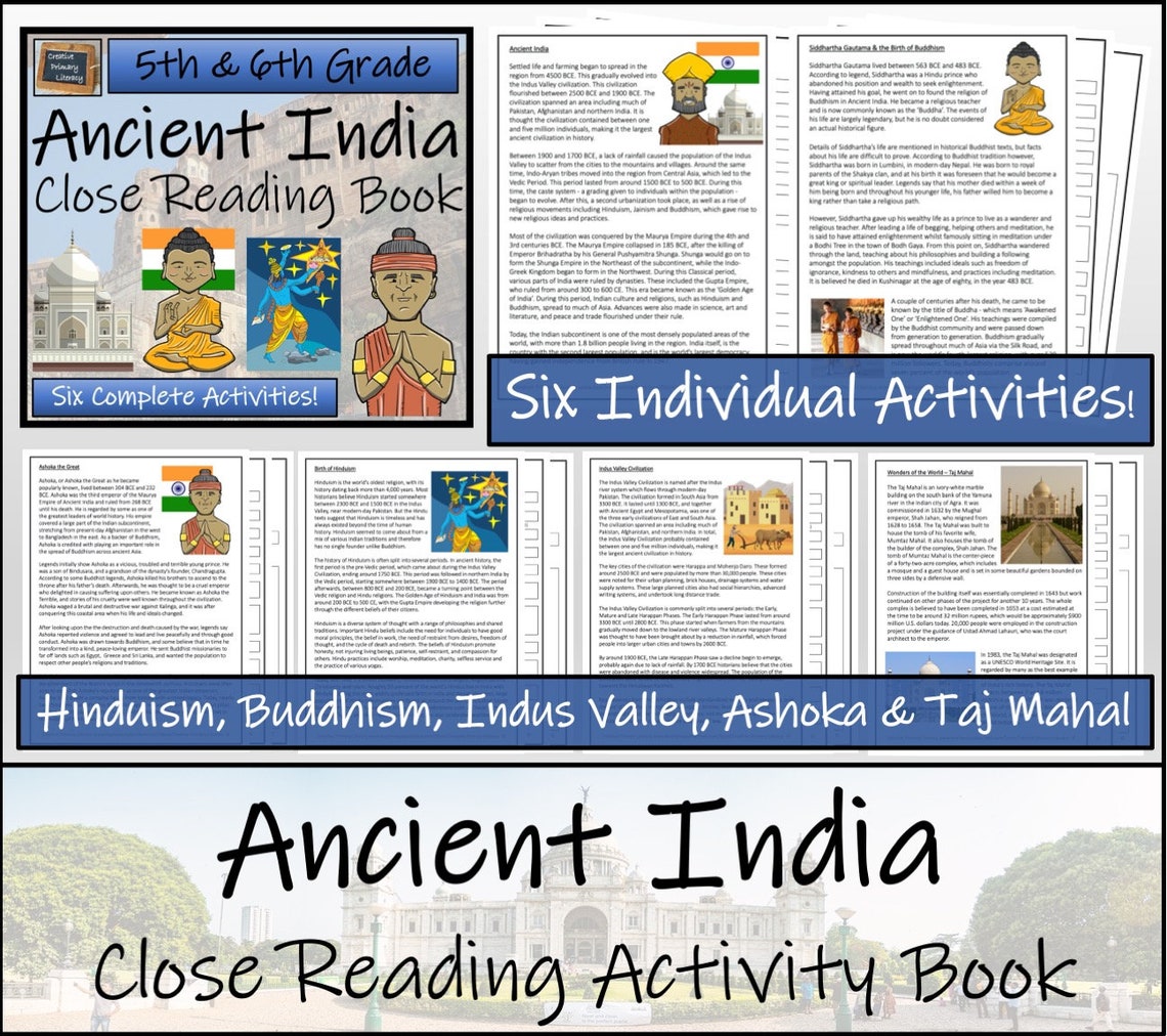 Ancient India Close Reading Comprehension Book 5th Grade & 6th Grade - Etsy