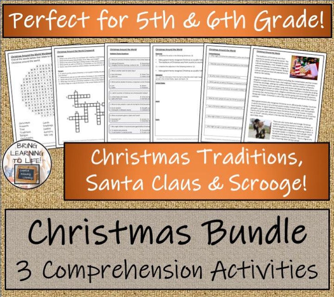 A Christmas Close Reading Comprehension Bundle 5th Grade & 6th Grade - Etsy