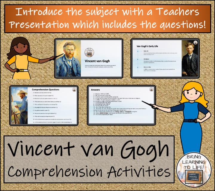 Vincent Van Gogh Close Reading Comprehension Activities 5th Grade & 6th ...