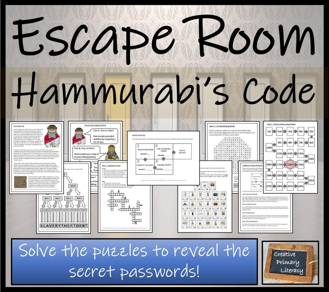 Hammurabi's Code Escape Room Activity - Etsy