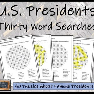 U.S. Presidents Word Search Puzzle Collection - Etsy