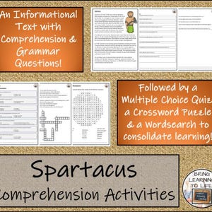 Spartacus Close Reading Comprehension Activities | 5th Grade & 6th ...